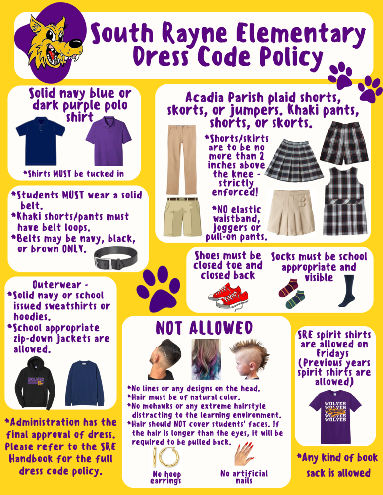 SRE Dress Code Policy | SOUTH RAYNE ELEMENTARY SCHOOL