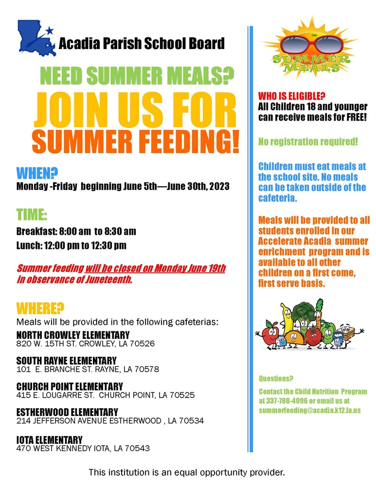 Summer Feeding Program | CROWLEY MIDDLE SCHOOL